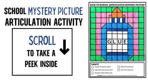 Back To School Articulation Mystery Picture: R Initial, Vocalic & Blends