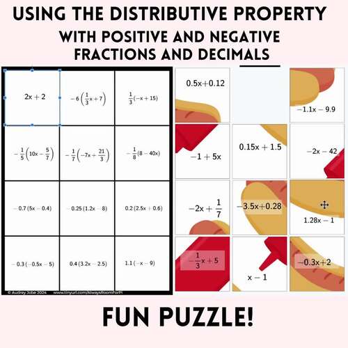 Distributive Property Positive and Negative Fractions and Decimals #4