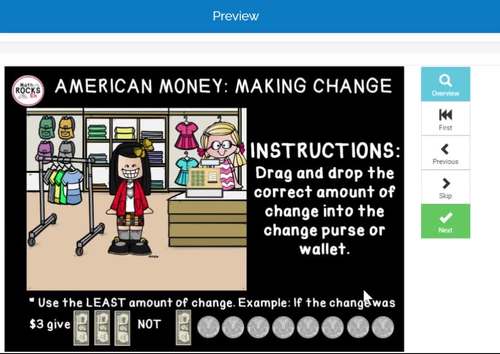 American Money Making Change USD Math Activity Boom Cards™ Deck 2 3rd Grade