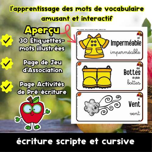 Automne. Mots de vocabulaire en images by Nemoland - Apprentissage par ...