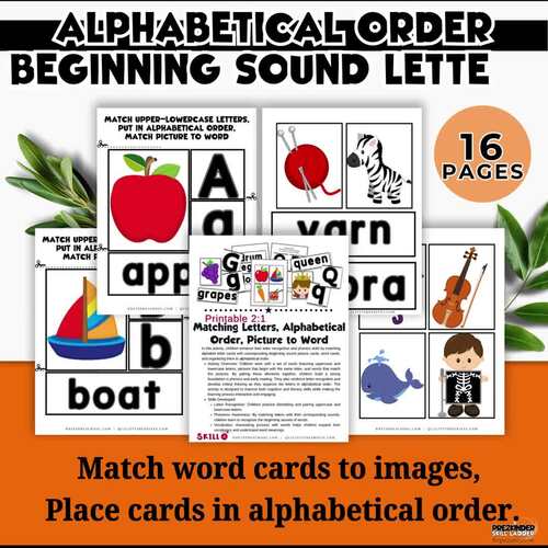 Alphabet Order, Beginning Sounds, Upper to Lowercase Match by RFTS ...