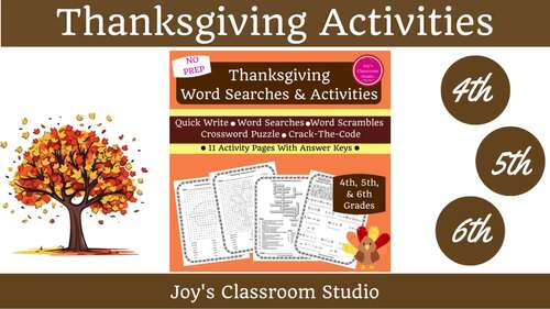 Thanksgiving Crossword Puzzles and Thanksgiving Worksheets No Prep ...