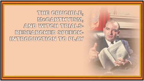 The Crucible Researched Speech Activity Comparing to McCarthyism