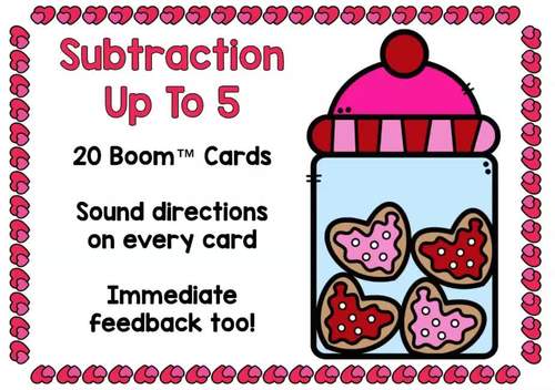 Subtraction Up To 5 With Valentine Monsters | TPT