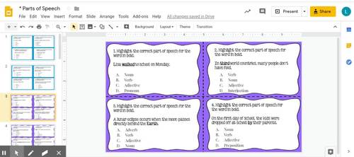DIGITAL PARTS OF SPEECH INTERACTIVE ACTIVITIES by Lit with Lyns | TpT