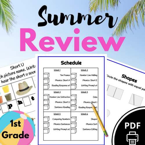 Summer Packet NO PREP End of the Year Review (1st Grade) Printable