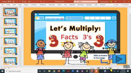 Multiplication Game: 3's Times Tables LOW-TECH just Click and Play
