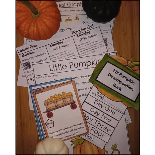 Pumpkin Unit Study - Literacy, Math, Writing, STEM, Art, Task Cards, & MORE