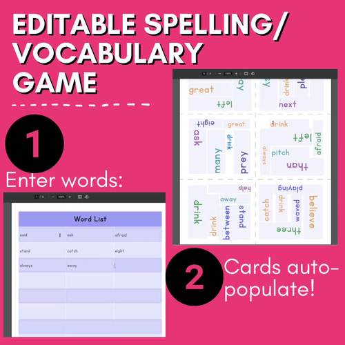 Editable Spelling Words Sight Word Game by Meredith Anderson - Momgineer
