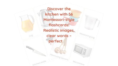 Kitchen Objects Flashcards - 56 Realistic Picture Cards (Montessori ...