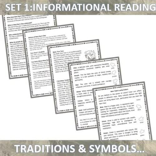 New Year's Day Reading and Writing Activity Sets 2024 by Paradise Creations