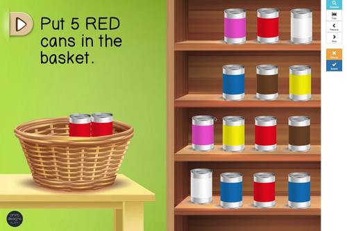 Color Sorting and Basic Counting Shopping Exercise • Basket Math • Boom ...