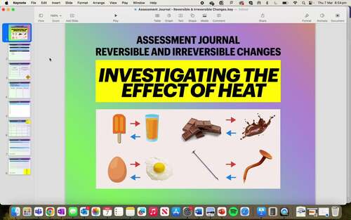 V8.4 Aus Curriculum - Year 6 - Reversible & Irreversible Changes Assessment