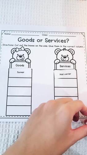 Goods and Services Economics Cut and Paste Sorting Worksheet | TPT