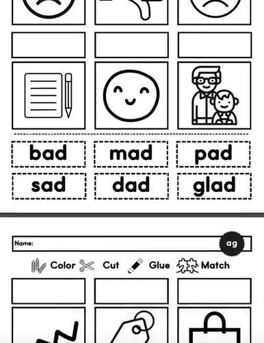 CVC WORD FAMILIES Cut & Paste Worksheets (25 Pages) by They Call Me Queen B