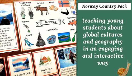 Norway Map Flag Animals Food Landmarks Facts Montessori 3 Part Cards ...