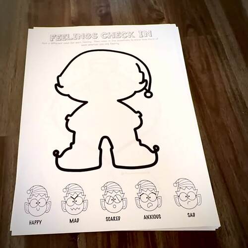 Feeling Check In Worksheets: Christmas Theme by Positive Counseling