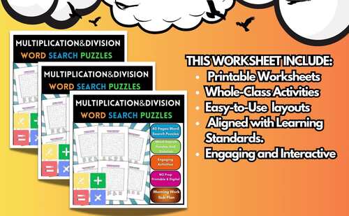 Multiplication And Division Word Search Activities Morning Work 4th,5th ...