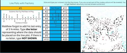 4th Grade Line Plots With Fractions Math Pixel Art by Pick Up and Go ...