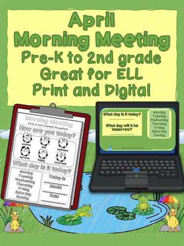 MORNING MEETING APRIL ESL ELA PRINTABLE AND DIGITAL 1ST TO 3RD GRADE