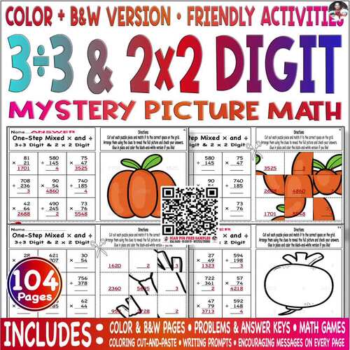 One step Division 3 ÷ 3 Digit, Mult 2 x 2 Digit |Mystery Picture, Solve ...