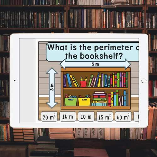 Perimeter and Area Bookshelves | Boom cards | Middle School Math