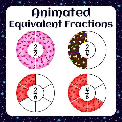 Valentine's Day Donuts Animated GIF Equivalent Fractions Clipart