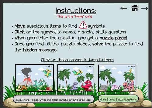 Dinosaur Social Skills Puzzle Quest | Boom™ Cards by Vivi Speech