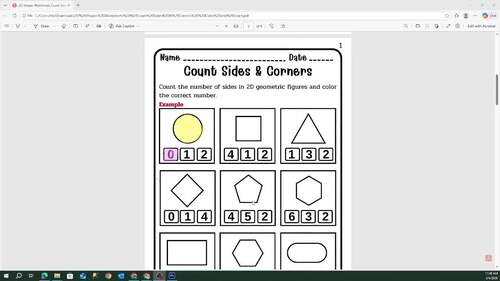 2D Shapes Worksheets | Count Sides & Corners | Preschool Geometry