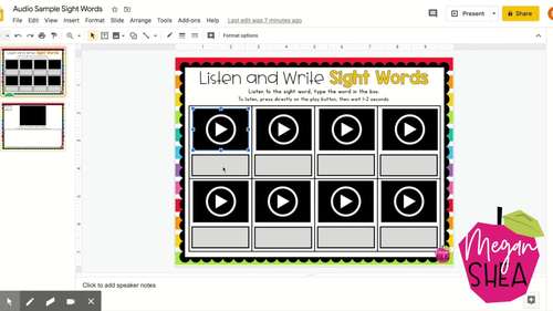 Kindergarten Digital Sight Words PrePrimer for Distance Learning on Google