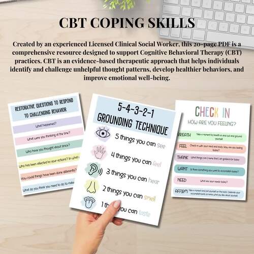 CBT Coping Skills Worksheets for therapists Psychologist & Counselor ...