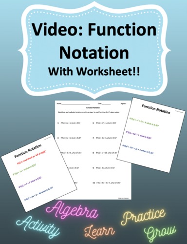 Video Lesson Function Notation by Math Lab Classroom | TPT