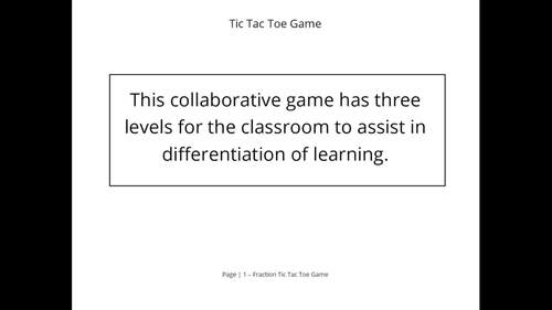 Fraction Tic Tac Toe Game by Algebra Beagle | TPT