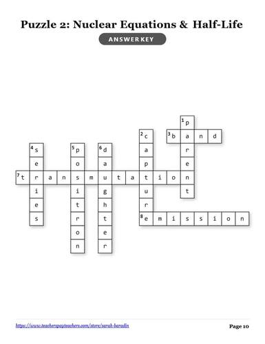 High School Science Chemistry Nuclear Chemistry Crossword Puzzle With ...