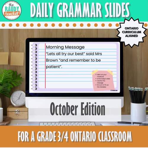 Grade 3 4 October Daily Grammar Slides | Ontario Language Curriculum 2023