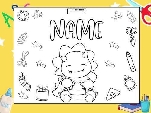 Editable Dinosaur Name Coloring Pages | Back to School | Pre-K–1st Grade