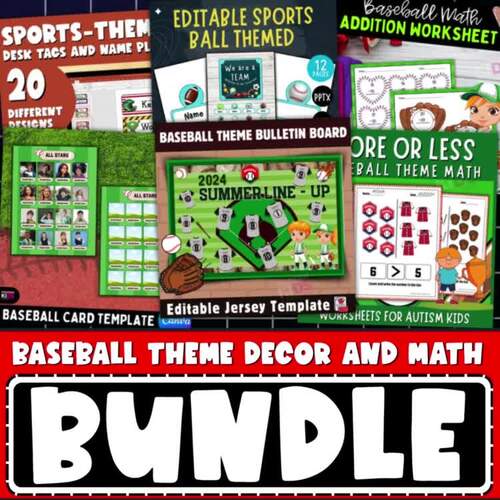 Baseball theme Classroom Decor and Math Activity BUNDLE! | TPT