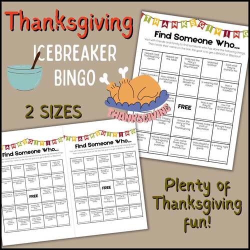 Thanksgiving “Find Someone Who” Game | Human Bingo Activity ...