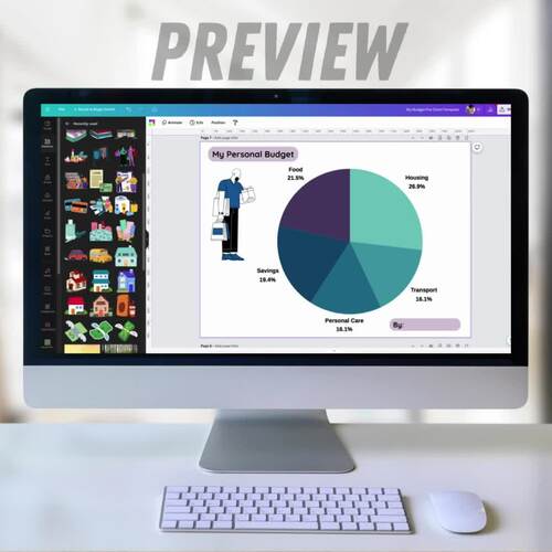 Saving and Spending ESL Vocabulary, Budget, and Editable Canva Pie ...