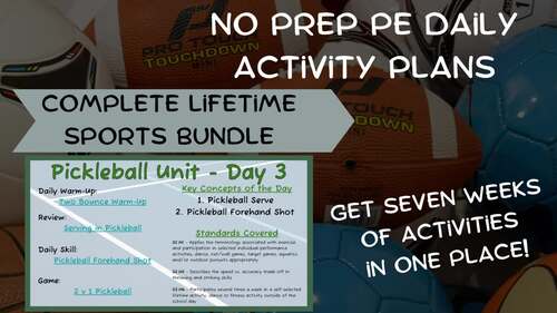 No Prep PE: Complete Lifetime Sports Games & Activities Bundle Middle ...
