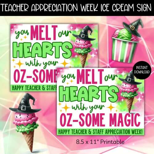 Wicked Ice Cream Bar Teacher Staff Appreciation Week Poster Sign ...