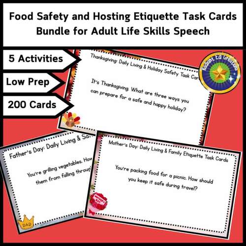 Food Safety and Hosting Etiquette Task Cards Bundle for Adult Life ...