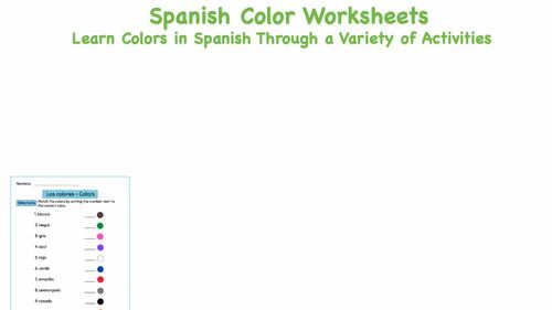 Spanish Learn Color Activities Worksheet Pack Los Colores Pages with ...