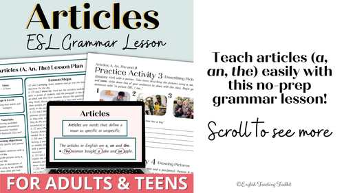 Adult ESL Beginner English Grammar Lesson, Worksheets & Activities ...