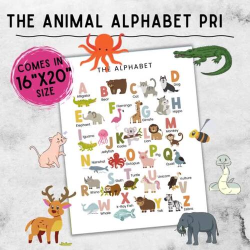Animal Alphabet Poster for Kids 16x20 | Printable ABC's | Classroom ...
