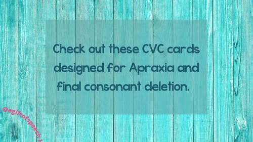 CVC Apraxia Flash Cards Articulation Final Consonant Deletion Flashcards