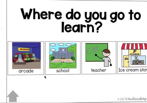 Where and When Questions (4-6 picture choices) | Boom Cards™ & Print