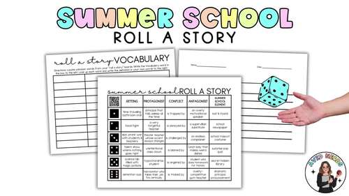 Summer School Roll a Story Activity | Narrative Writing Prompts | Editable