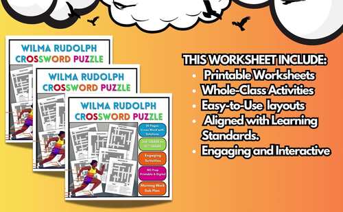 Wilma Rudolph CrossWord Puzzle Activities Morning Work 4th,5th,6th,7th ...
