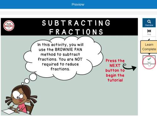 Subtract Fractions With Visual Area Model Digital Boom Cards™|Brownie ...